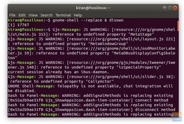 How to refresh desktop in Ubuntu without rebooting PC