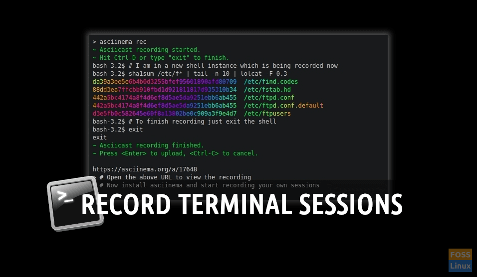 How To Record Terminal Sessions As Ascii Video In Ubuntu