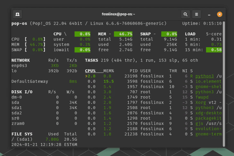 How to Monitor Your Pop!_OS System Resources | FOSS Linux